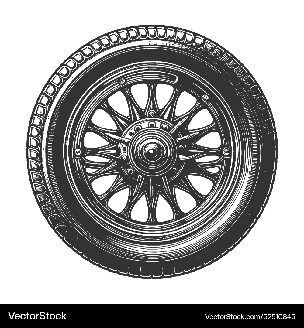 Vintage car wheel with spokes Royalty Free Vector Image