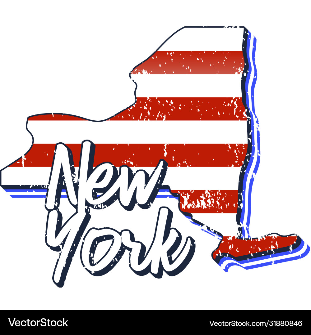 American Flag on NY State Map Royalty Free Vector Image