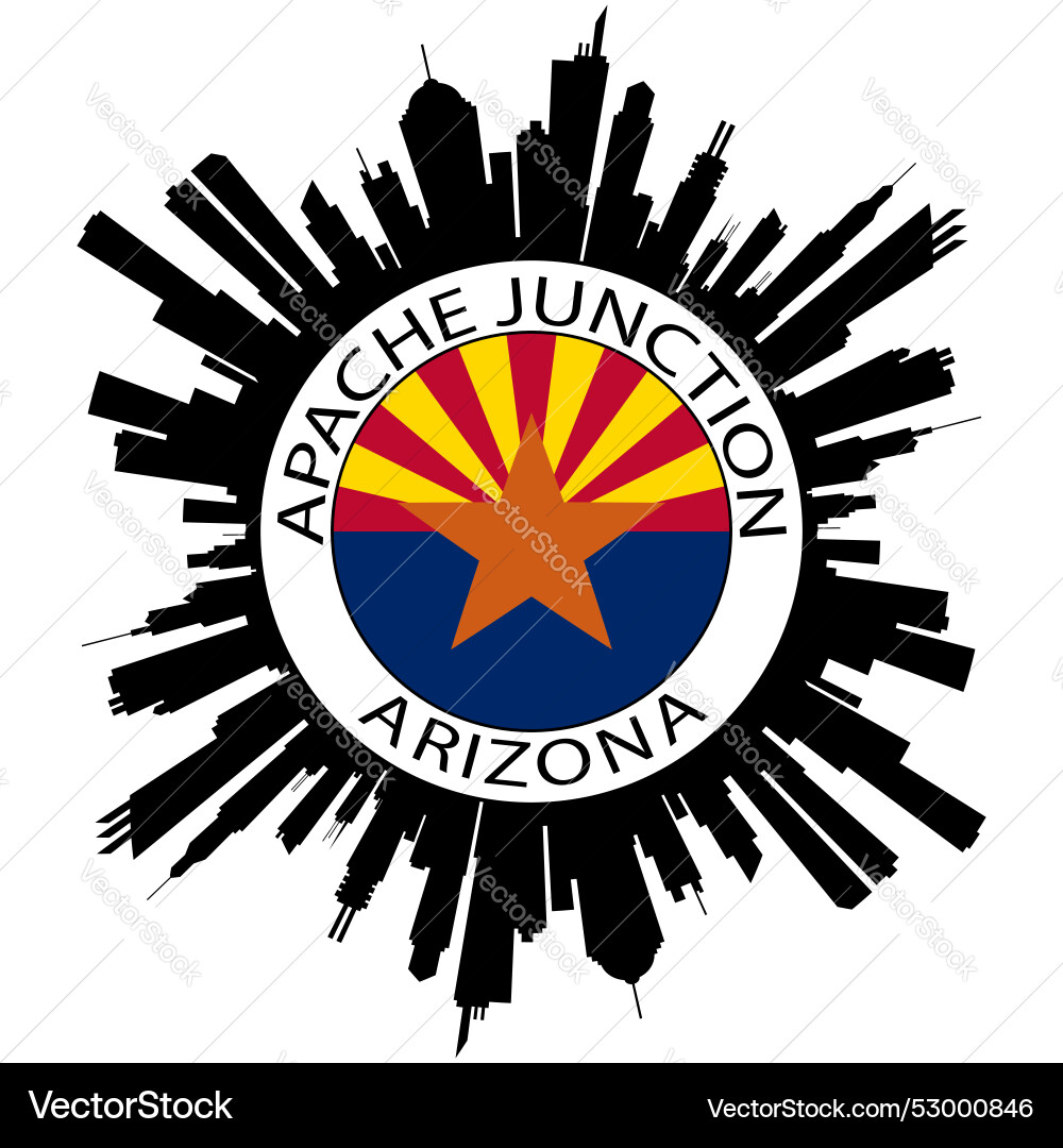 Apache junction skyline arizona flag usa sticker Vector Image