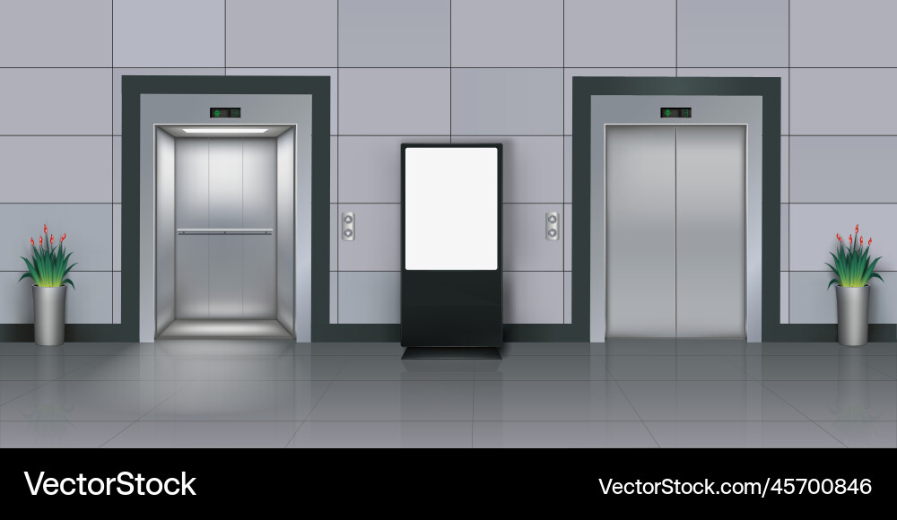 Building hallway interior with elevator Royalty Free Vector