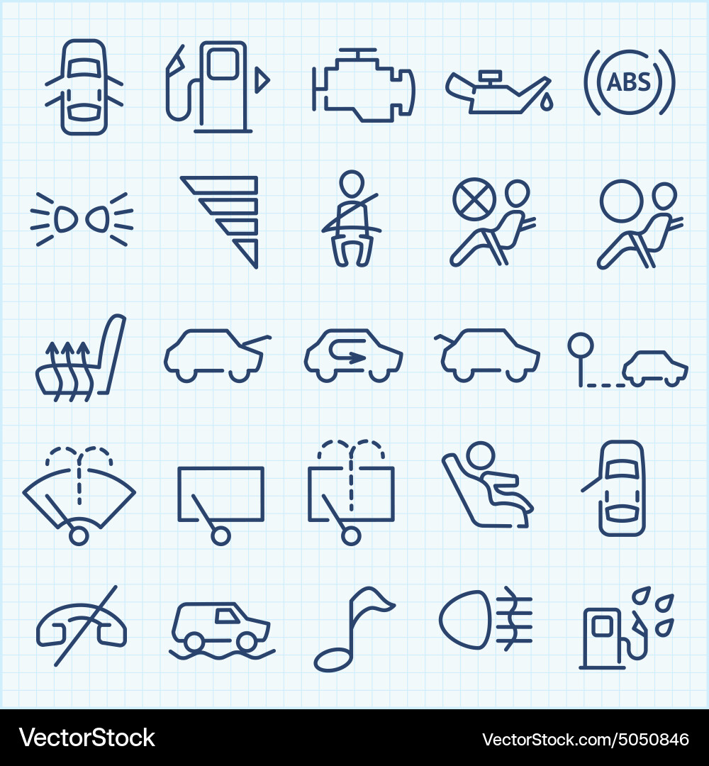 Car interface thin line icons set Royalty Free Vector Image