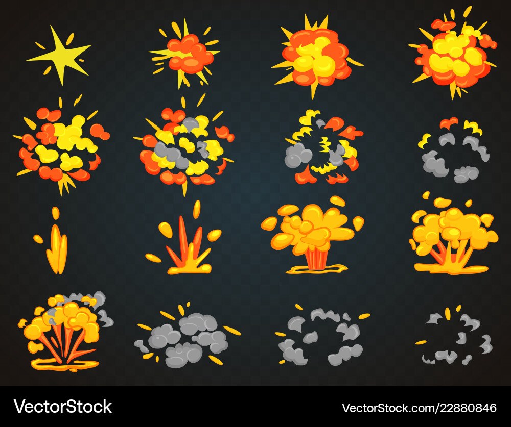 Cartoon Bomb Explosion Key Frames Royalty Free Vector Image