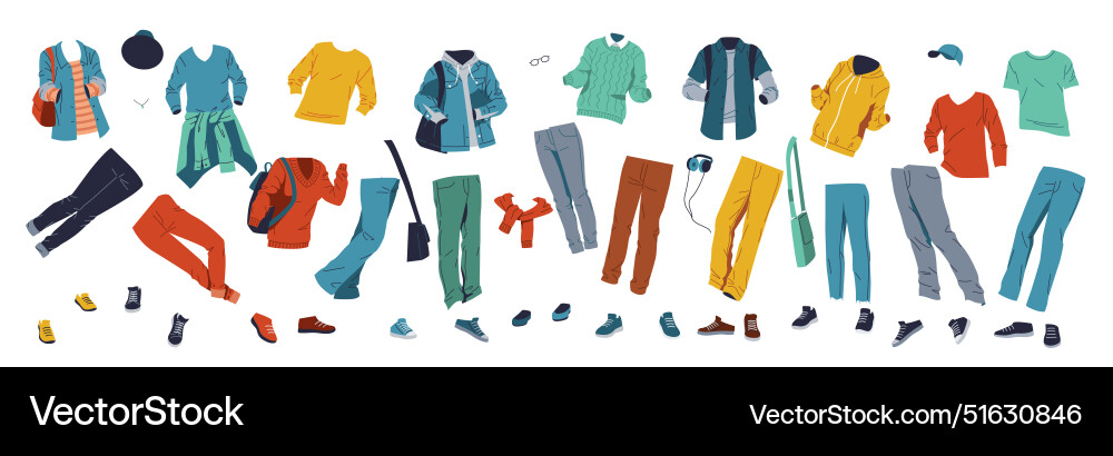Colorful clothes and accessories neatly arranged Vector Image