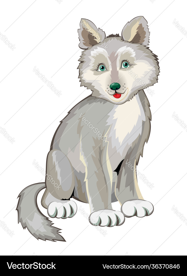 Cute little wolf baprintable page for children Vector Image