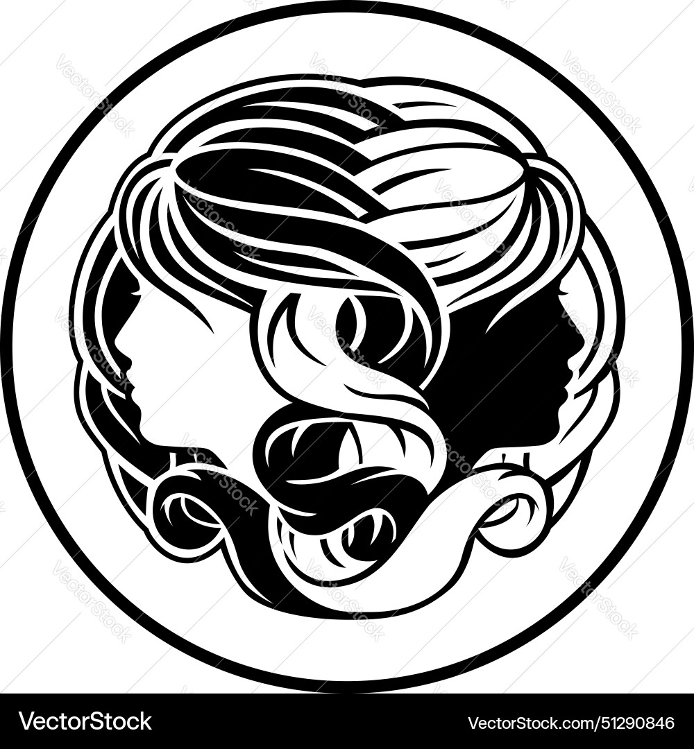 Gemini twins zodiac horoscope sign Royalty Free Vector Image