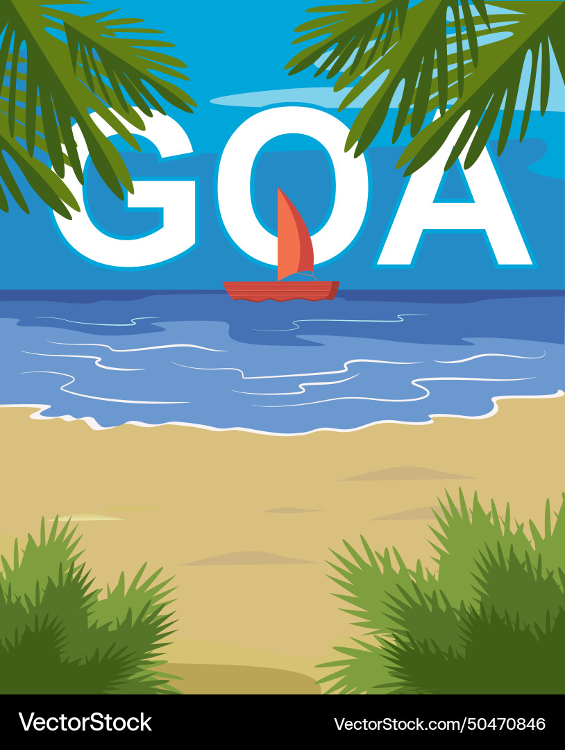 Goa sea shore beach design Royalty Free Vector Image