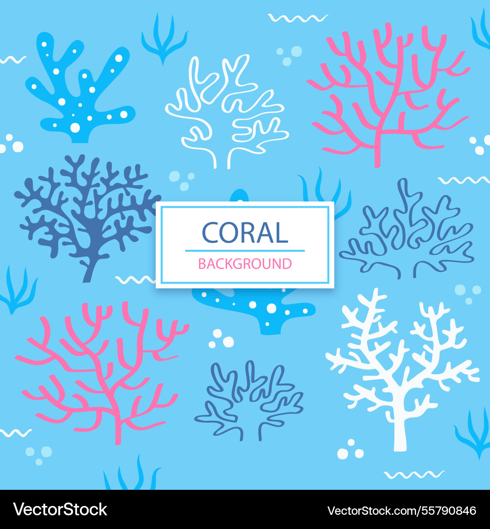 Hand drawn coral background Royalty Free Vector Image