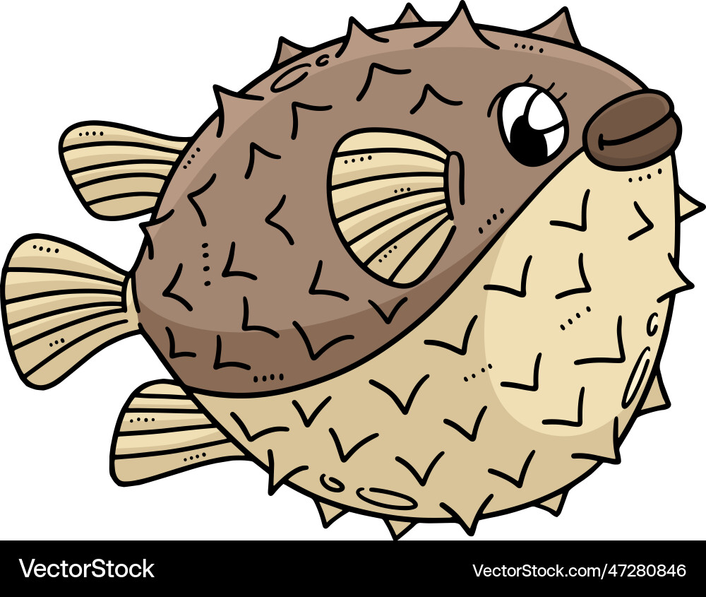 Mother pufferfish cartoon colored clipart Vector Image