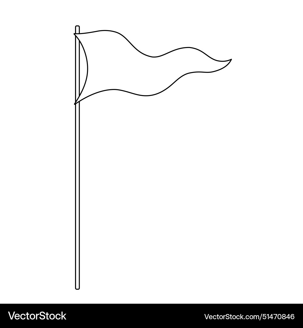 Outline billowing flag icon hand drawn line Vector Image
