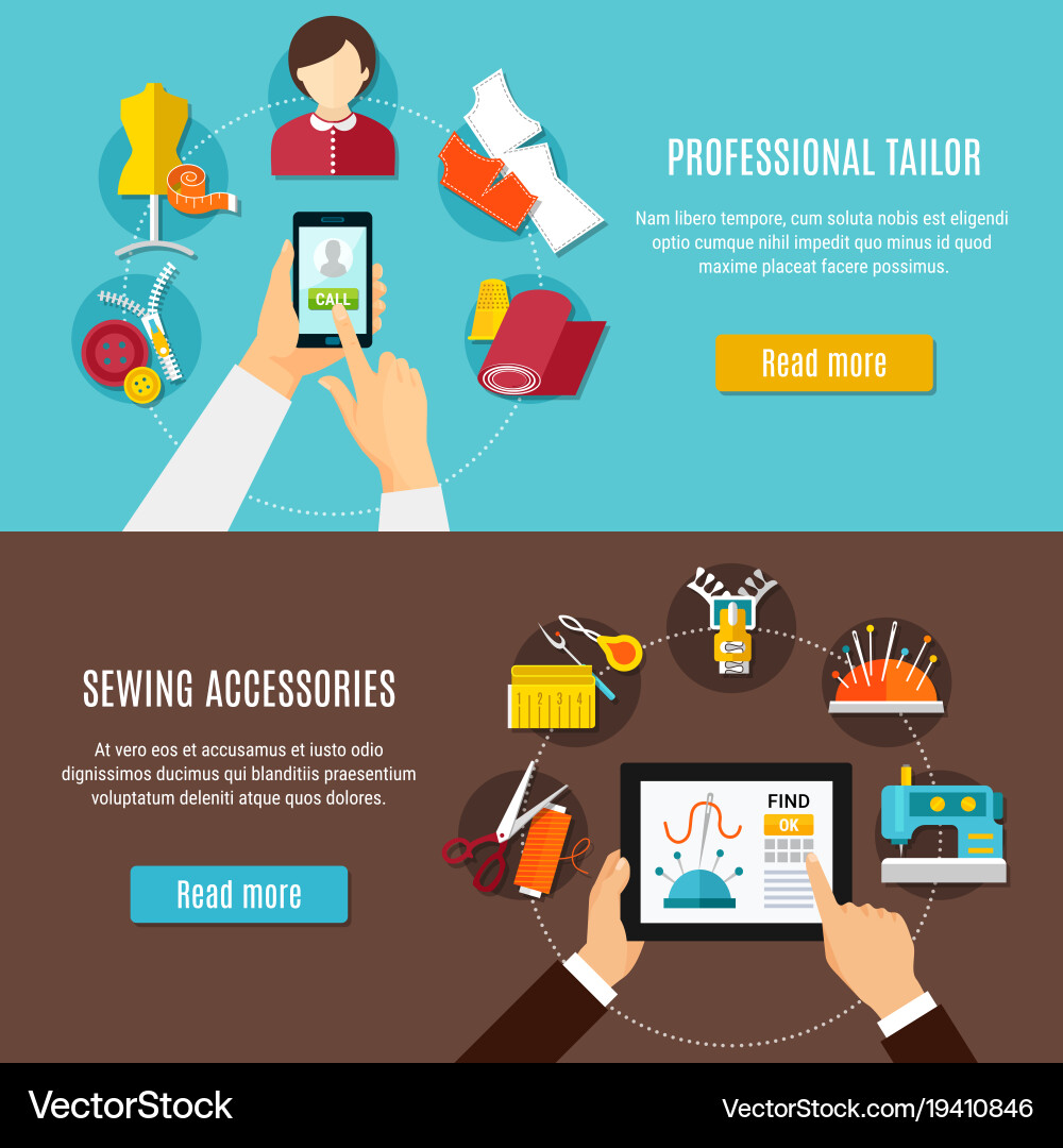 Tailor banners set Royalty Free Vector Image - VectorStock