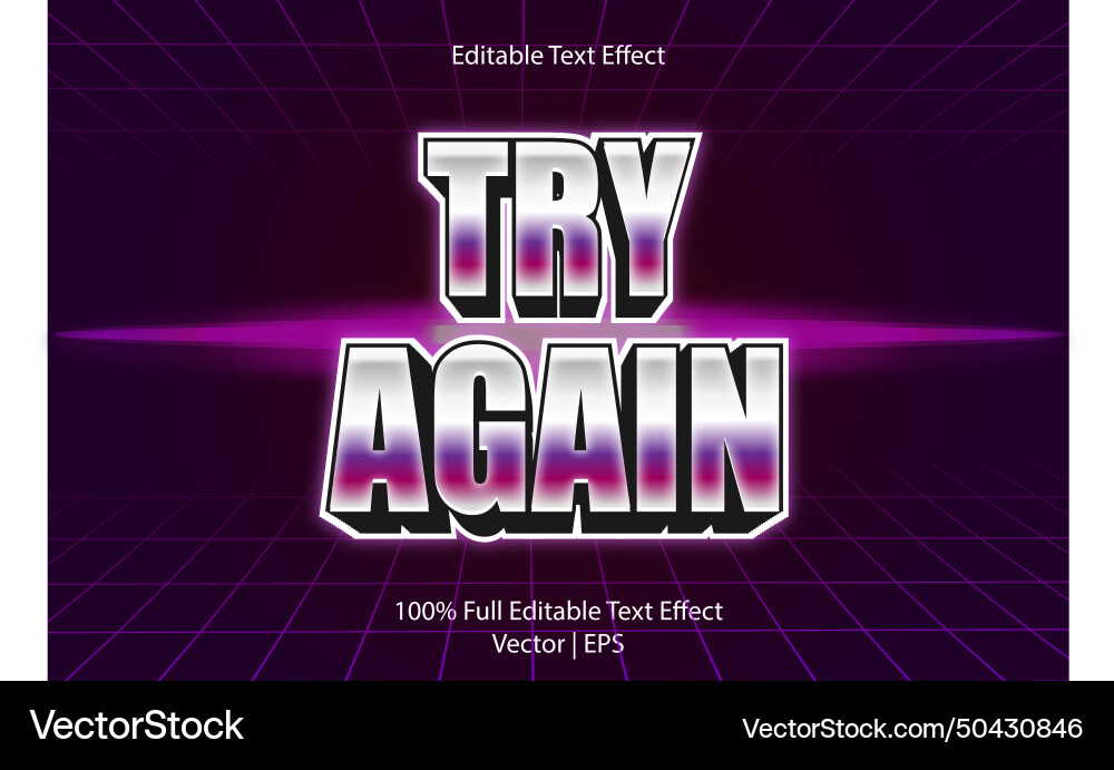 Try again editable text effect Royalty Free Vector Image