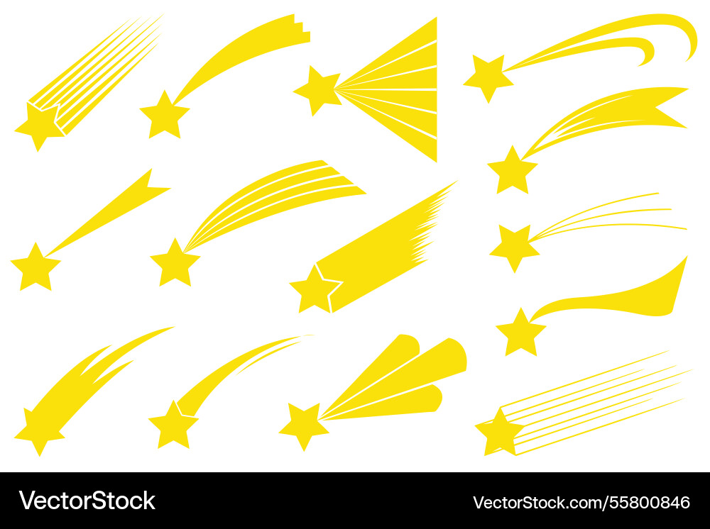 Yellow shooting stars Royalty Free Vector Image