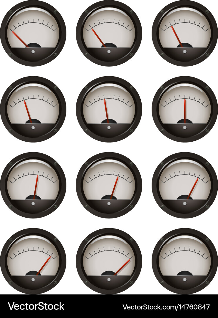 11 steps of an analog meter Royalty Free Vector Image