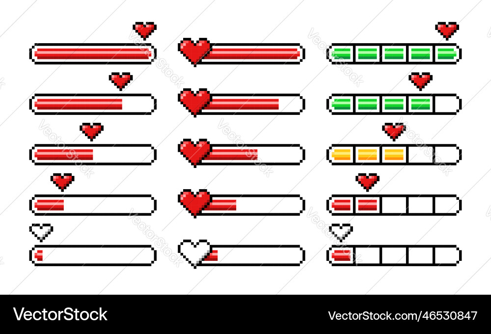 8-bit Heart Loading Bars Royalty Free Vector Image