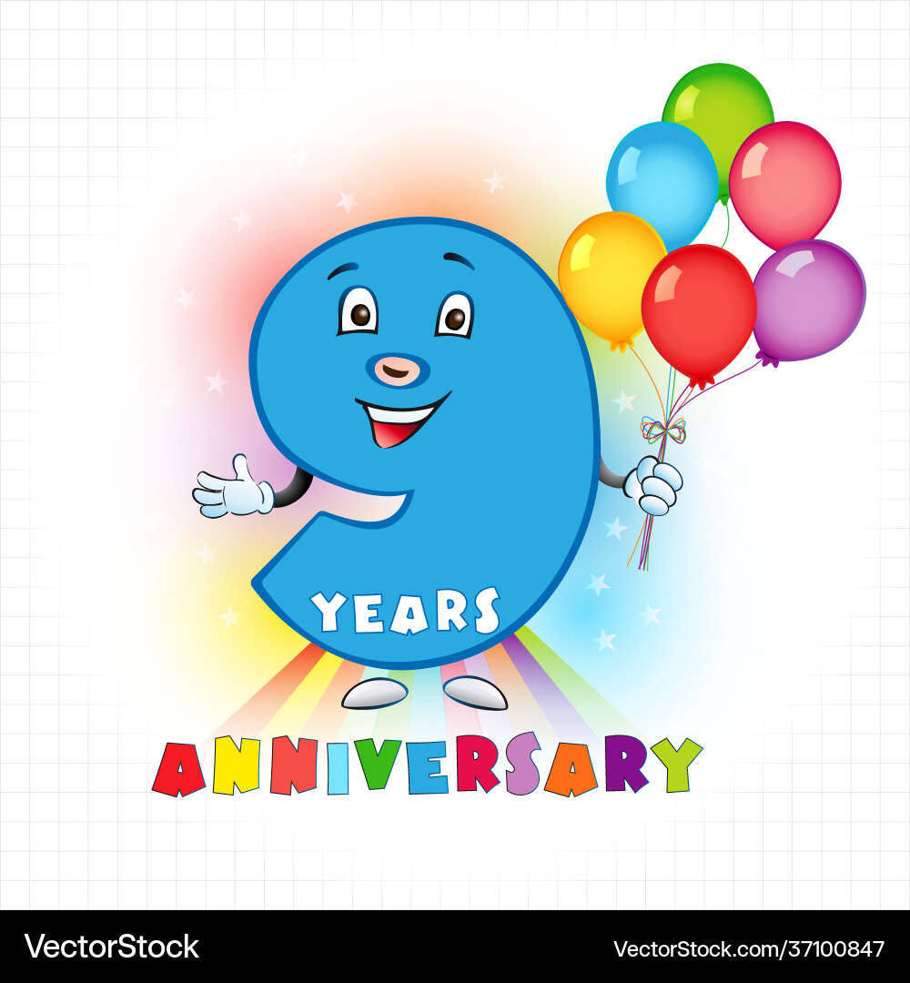 9 anniversary funny digits Royalty Free Vector Image