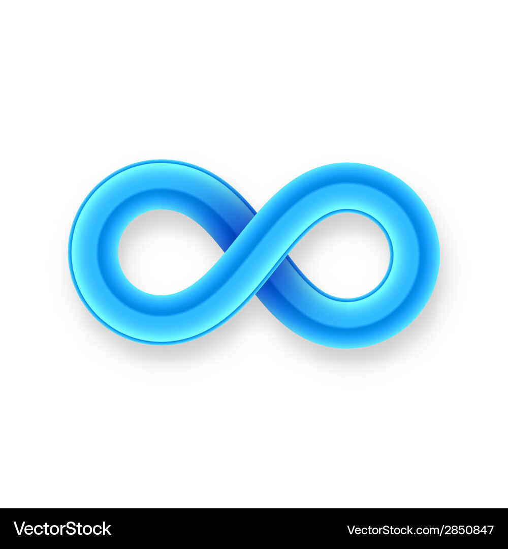 Blue infinity symbol icon from glossy wire Vector Image