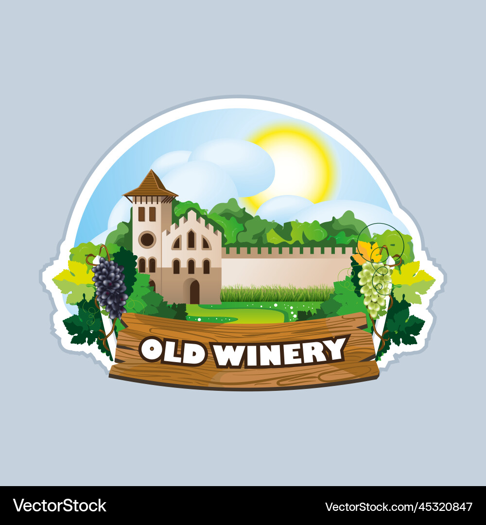 Cartoon of old castle vineyard Royalty Free Vector Image