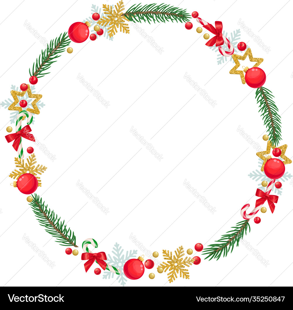 Christmas round frame Royalty Free Vector Image