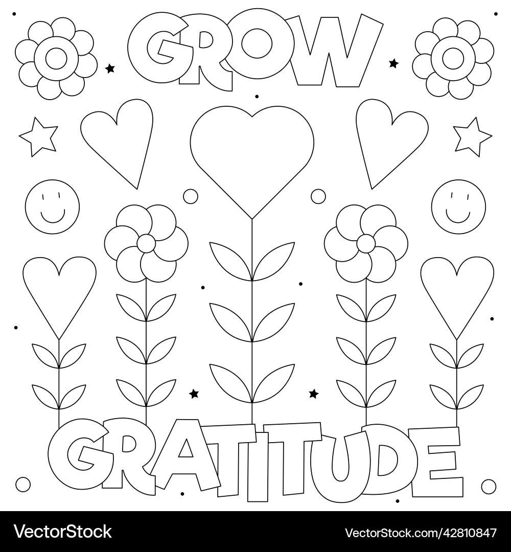 Grow gratitude coloring page black and white Vector Image