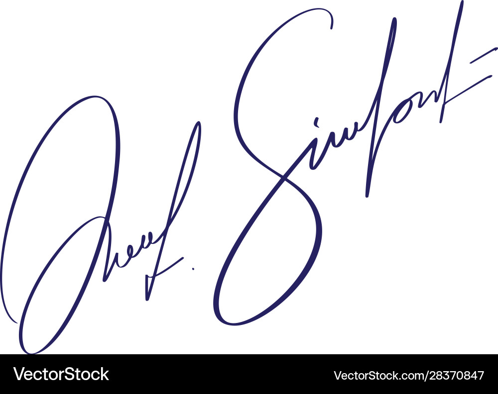 Manual signature for documents on white background