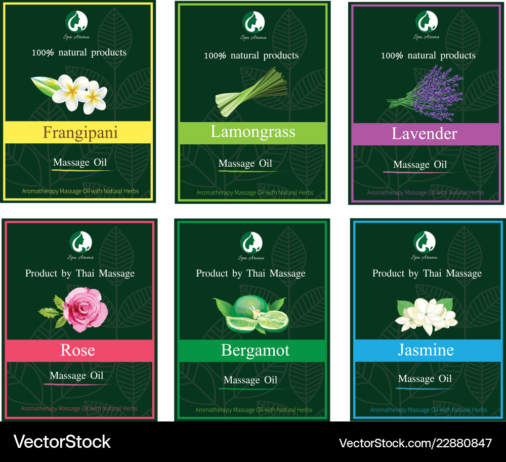 Massage oil label packaging design Royalty Free Vector Image