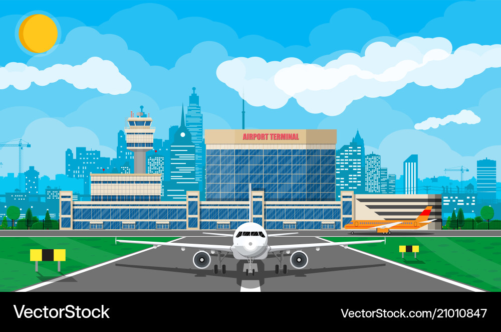 Plane before takeoff Royalty Free Vector Image