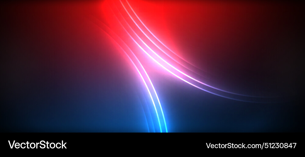 Red and blue light beams illuminate a black Vector Image