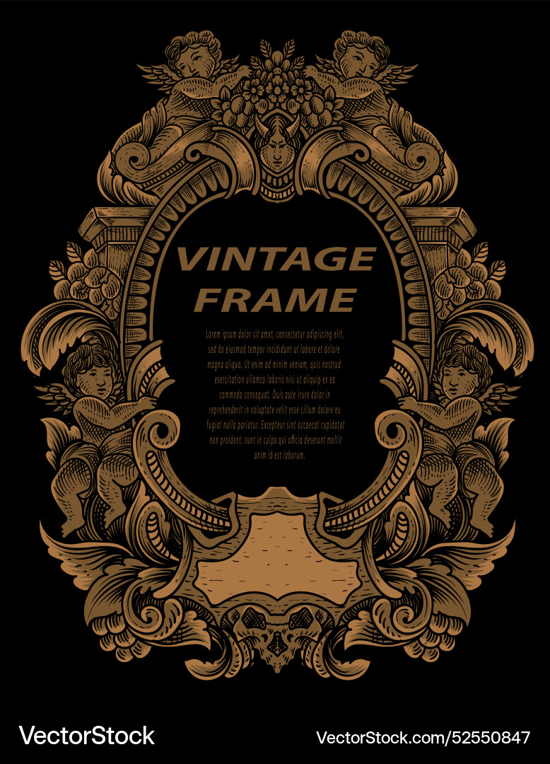 Vintage frames in baroque antique style engraving Vector Image