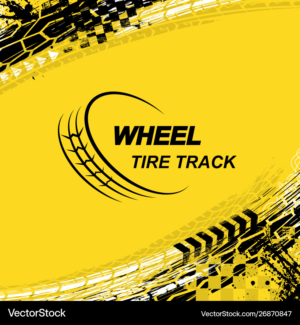 Wheel tire track yellow background Royalty Free Vector Image