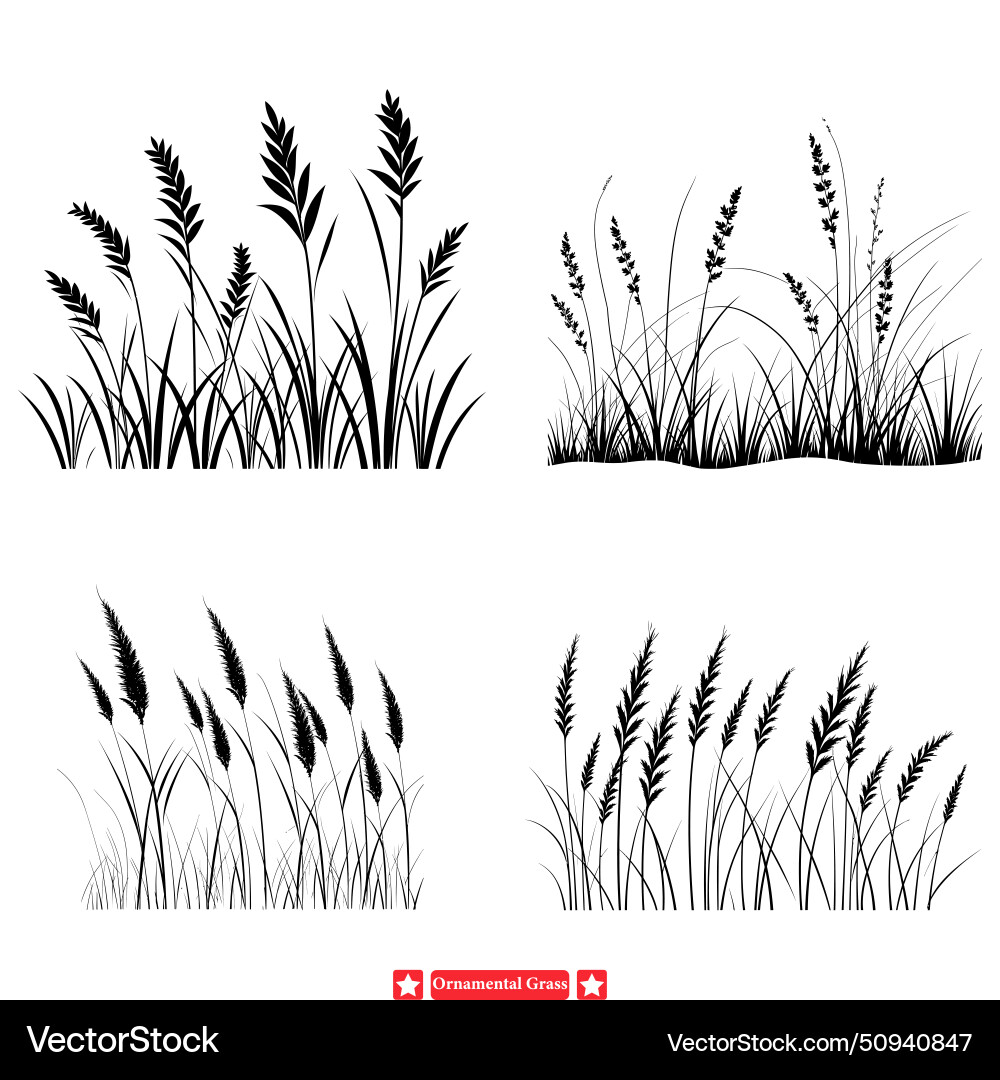Whimsical ornamental grass dreamy flora Royalty Free Vector