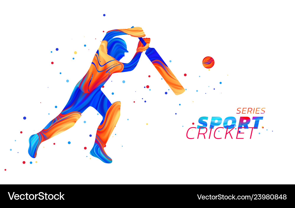Abstract of batsman playing Royalty Free Vector Image
