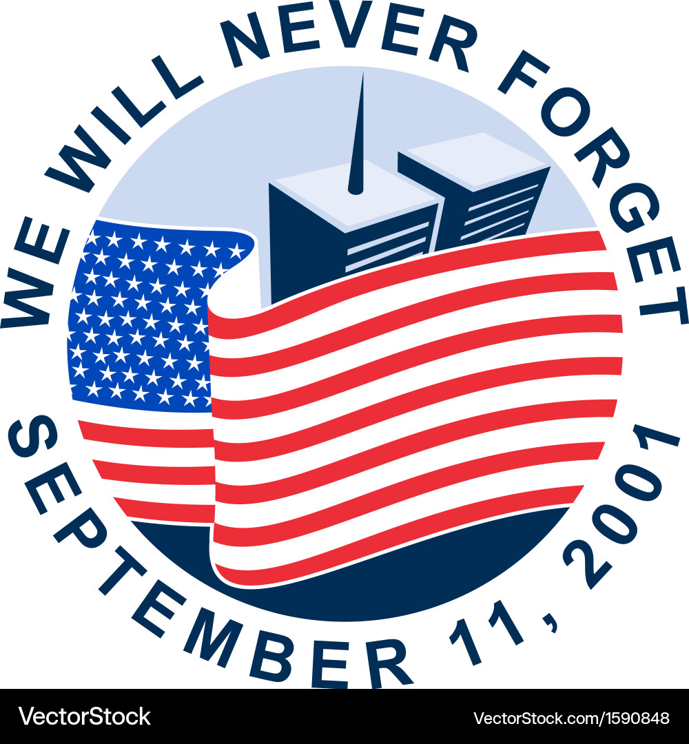 American Flag Over Ground Zero Royalty Free Vector Image