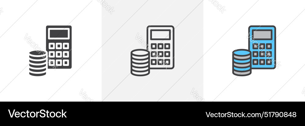 Budget icon set black filled and outlined style Vector Image