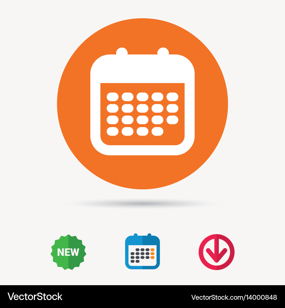 Calendar icon events reminder sign Royalty Free Vector Image