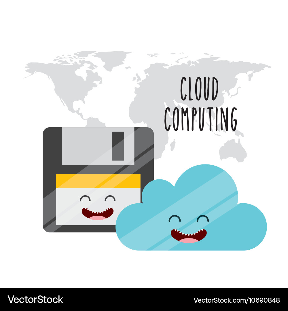 Cloud computing character icon Royalty Free Vector Image
