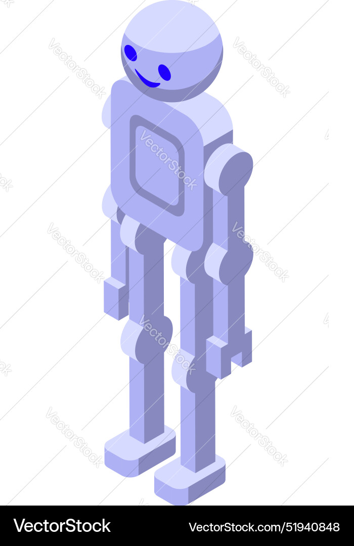 Cute smiling robot standing with arms at its sides