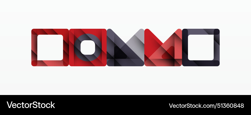 Dommo logo red black white colors rectangle Vector Image