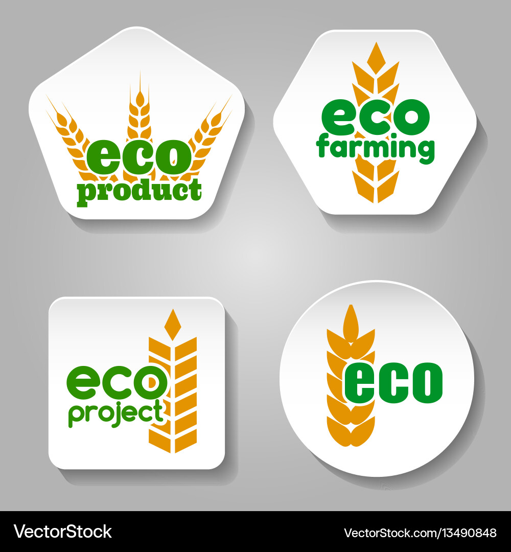 Eco grain product logo set Royalty Free Vector Image