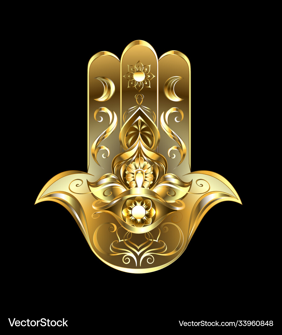Gold hamsa hand Royalty Free Vector Image - VectorStock