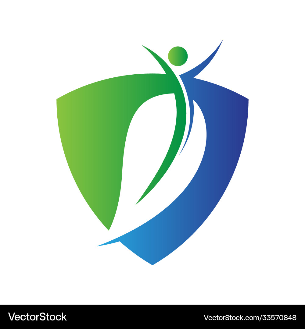 Green and blue shield leaf environment logo Vector Image