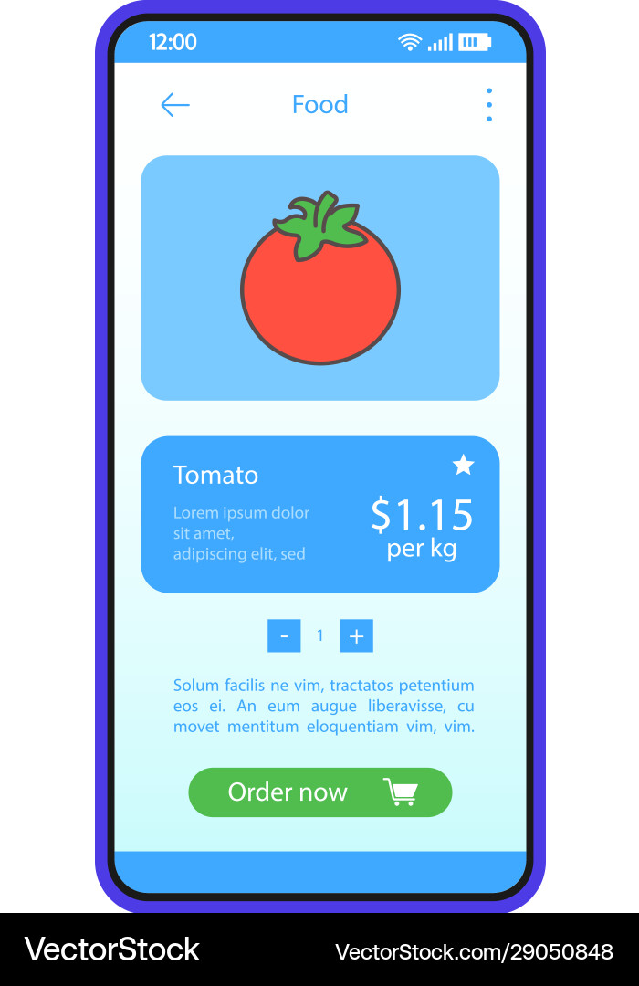 Grocery store app interface template Royalty Free Vector