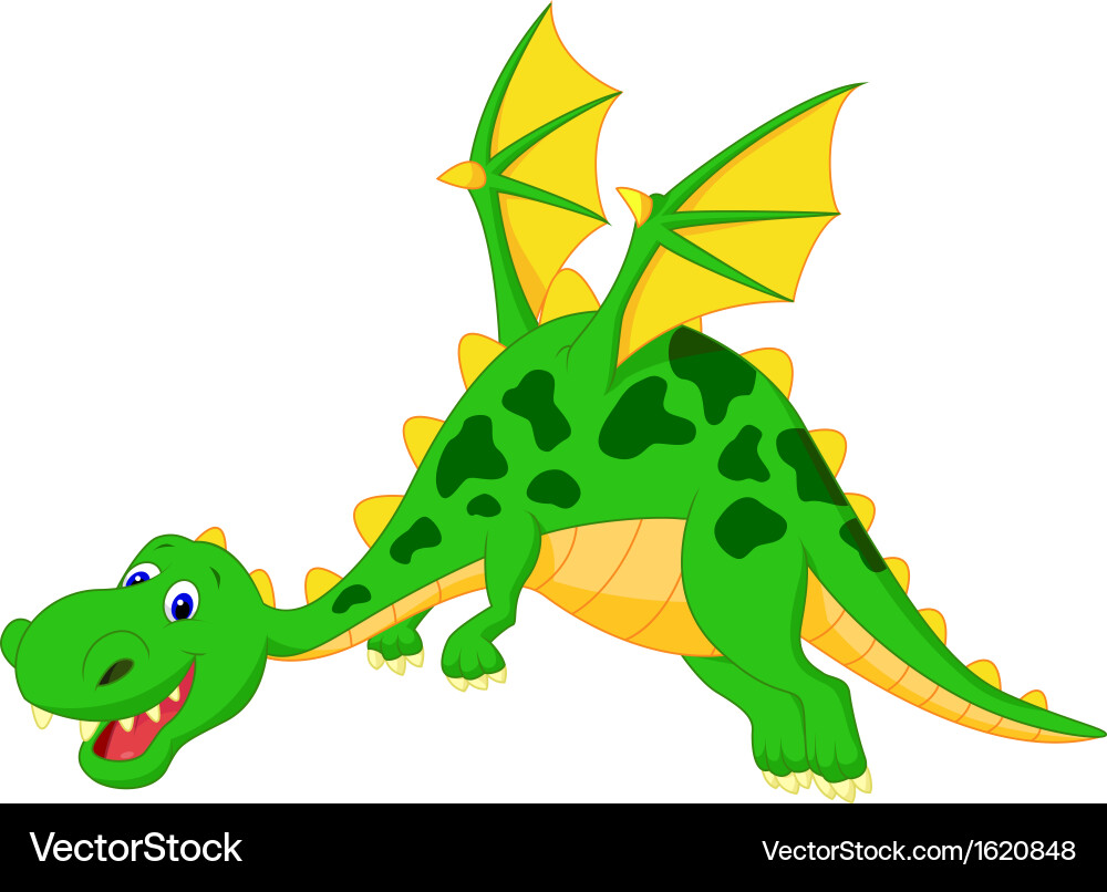 Happy dragon cartoon flying Royalty Free Vector Image