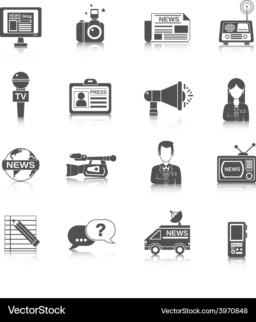 Journalist icon black Royalty Free Vector Image