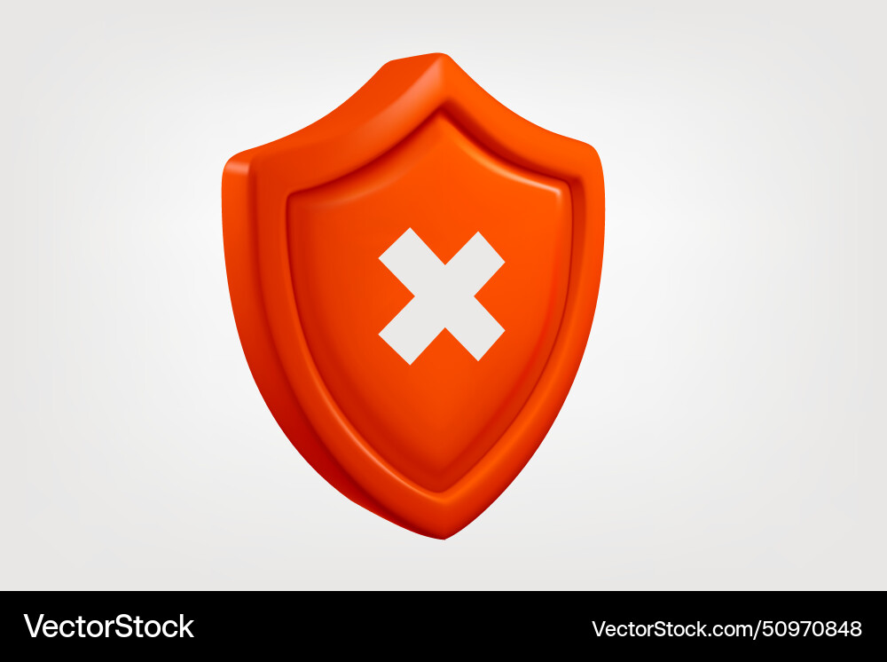Red shield with white cross isolated Royalty Free Vector