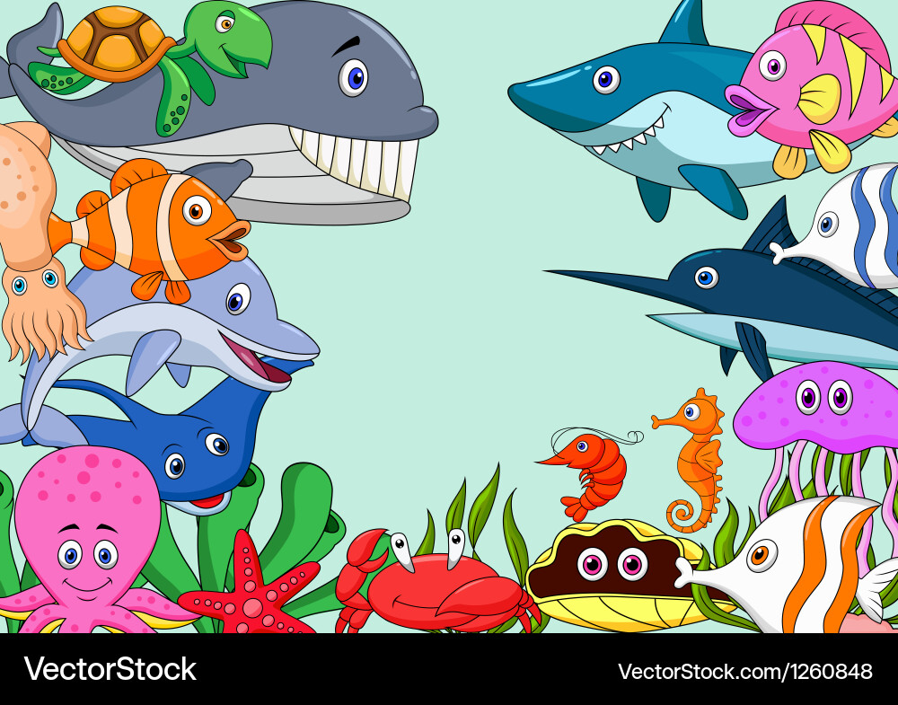 Underwater Marine Cartoon Background Royalty Free Vector