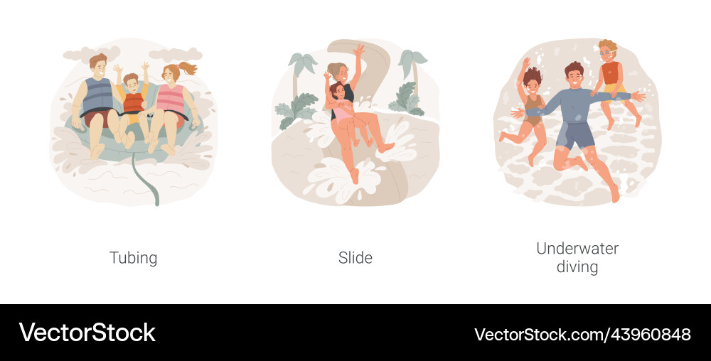 Water park rides isolated cartoon Royalty Free Vector Image