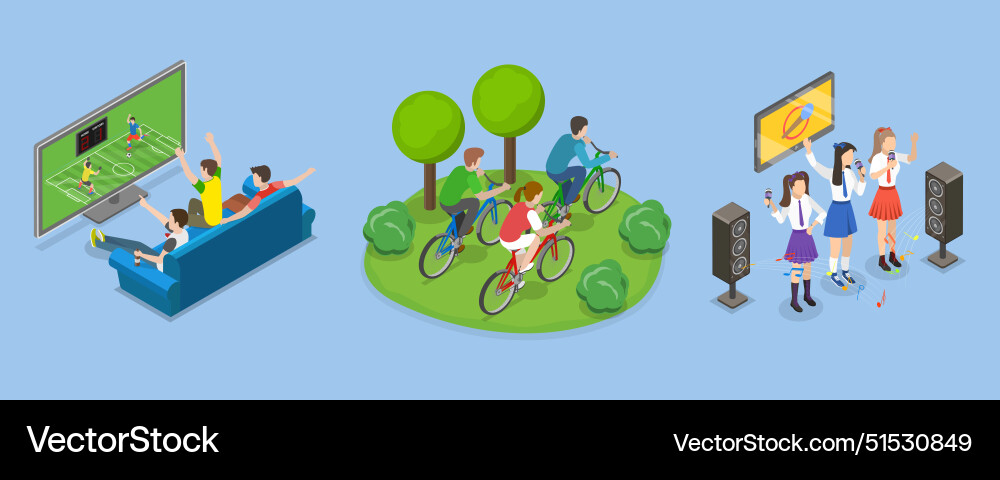 3d isometric flat of friends Royalty Free Vector Image