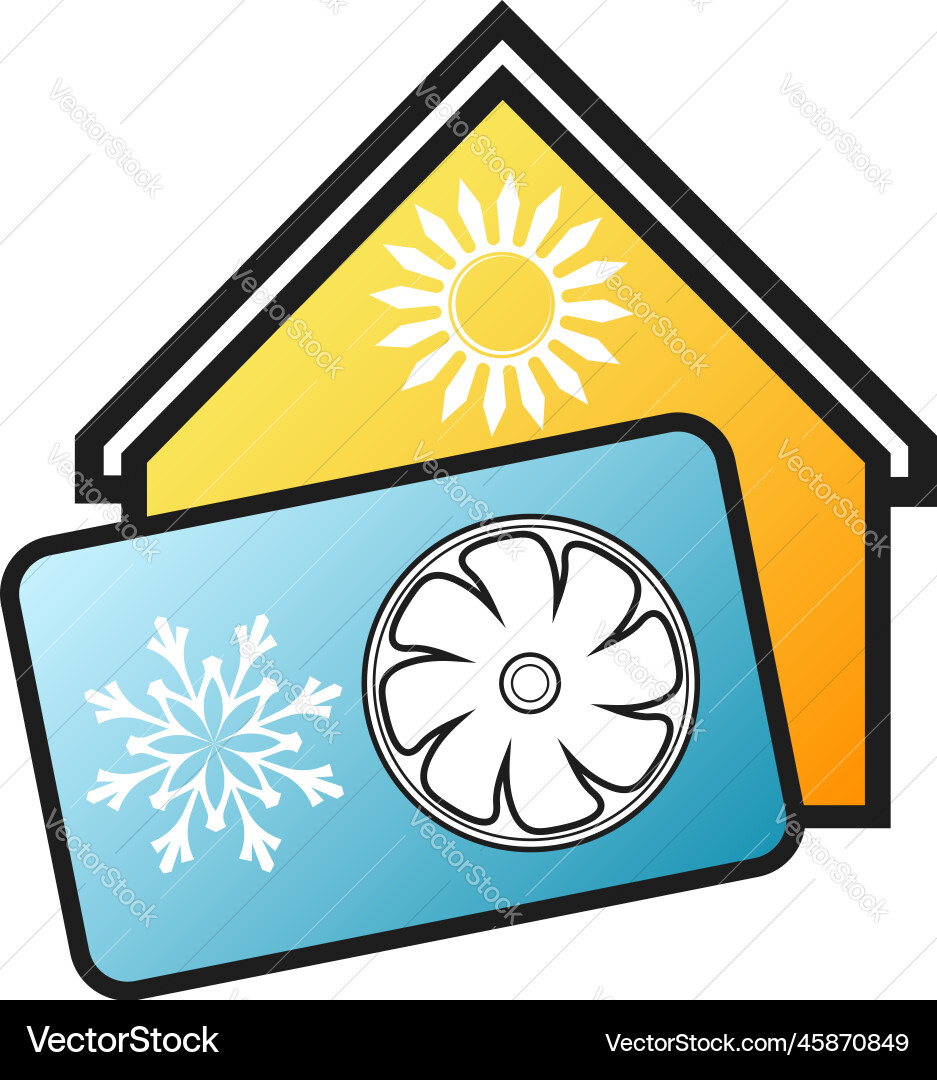 Air conditioning snowflake and heating sun house Vector Image