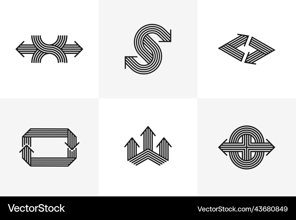 Arrow original logos set isolated pictogram Vector Image
