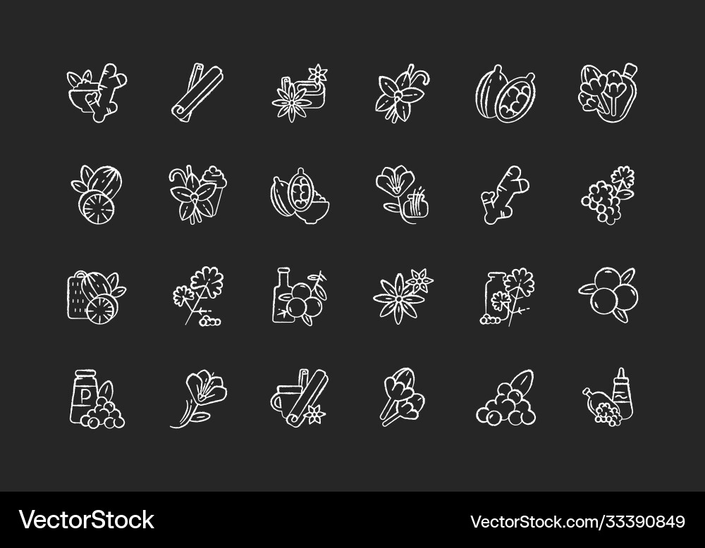 Asian Spice Chalk Icons Royalty Free Vector Image